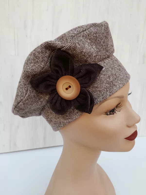 Béret fleur marron - Idée Cousue - Couture française